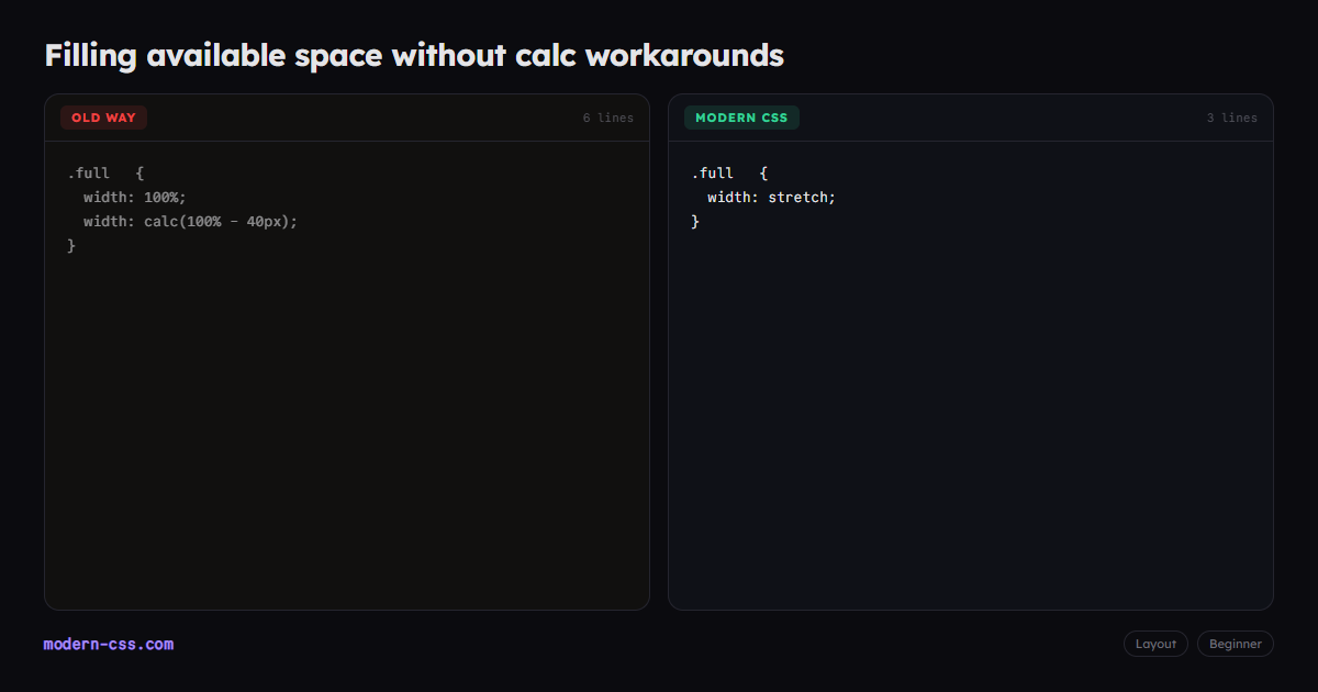 Fill Available Space in CSS with the stretch Keyword
