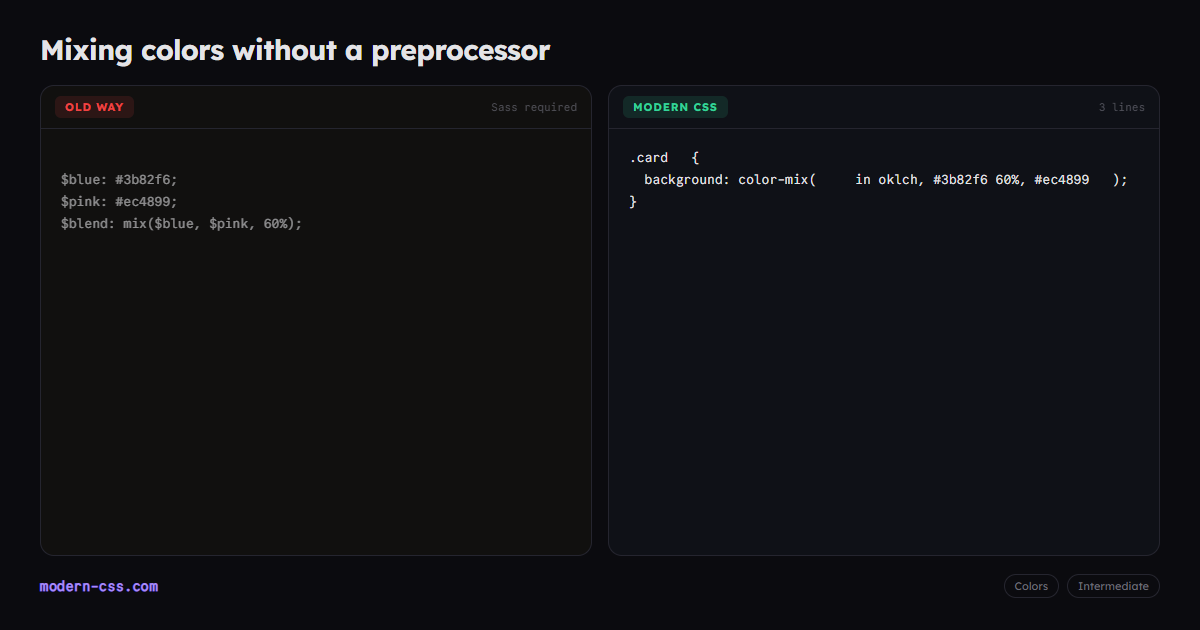 CSS color-mix() Function (No Sass Required)