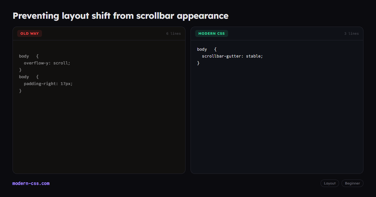 Prevent Scrollbar Layout Shift: scrollbar-gutter: stable