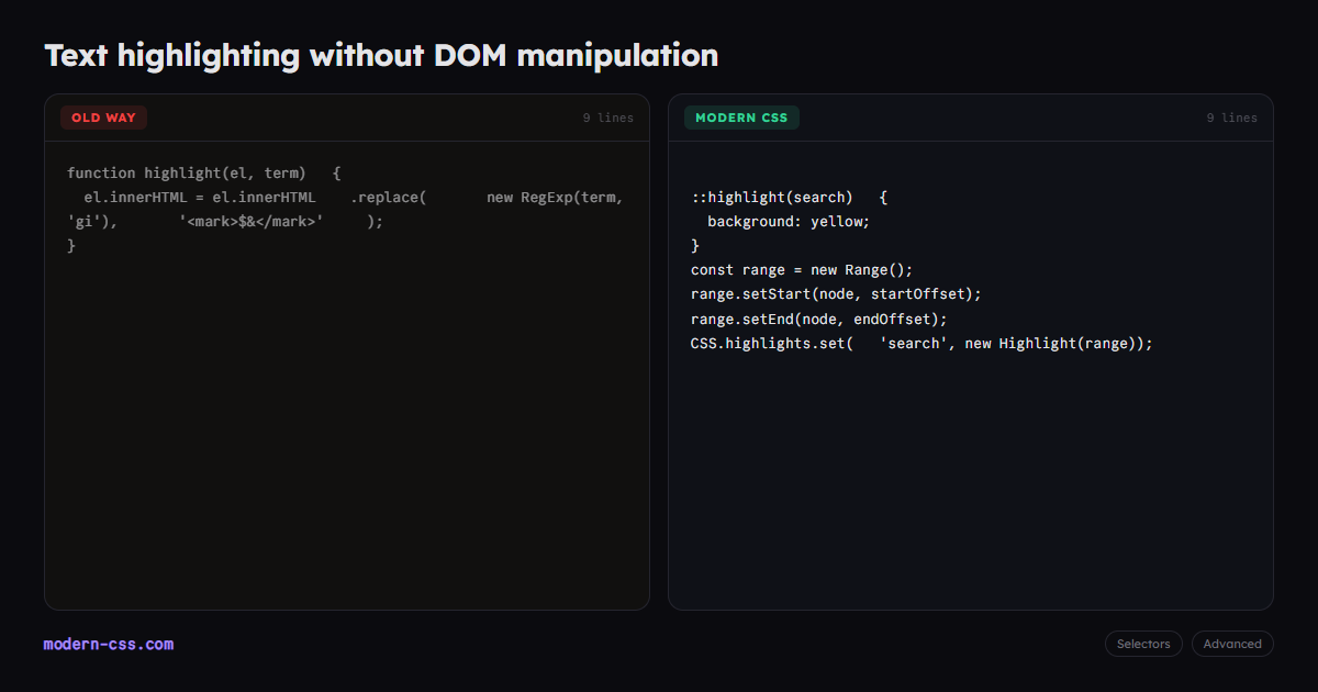 CSS Custom Highlight API: ::highlight() Pseudo-Element